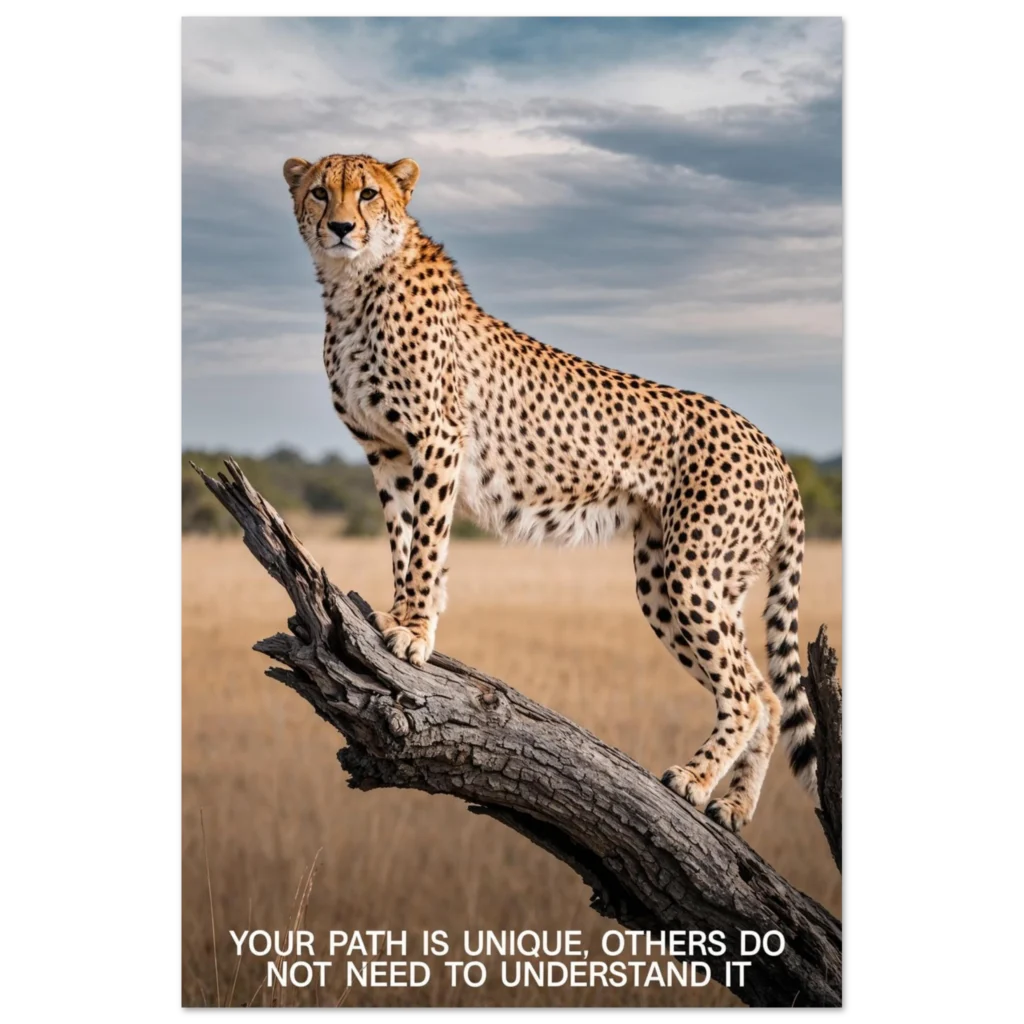 Unique Path Cheetah Art Print: Inspirational Quote Wildlife Digital ...